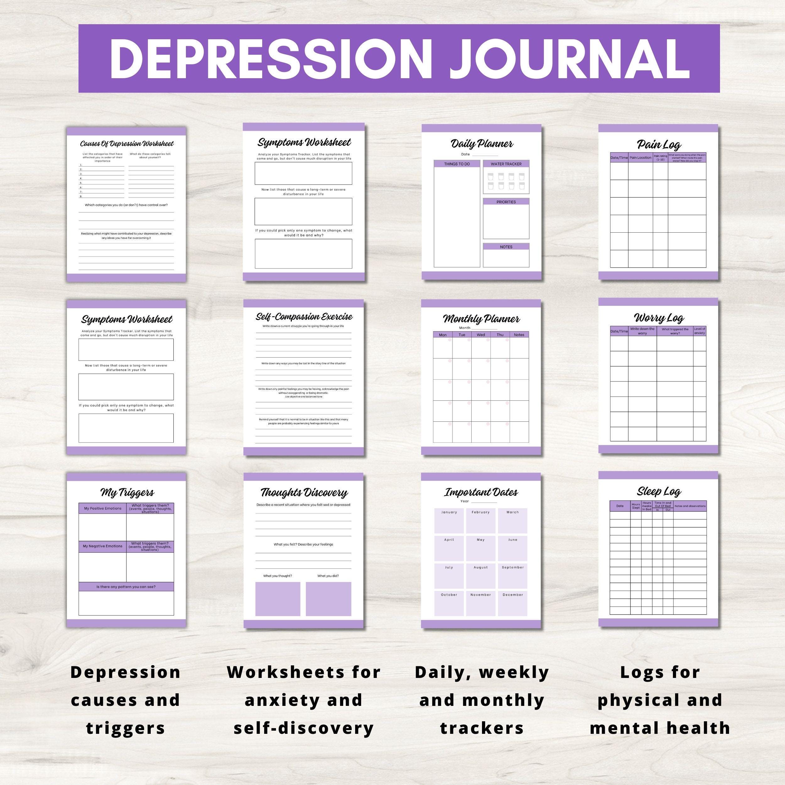 Depression Workbook, CBT Journal for Depression, Anxiety Management ...
