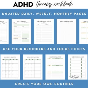 ADHD Worksheets, Executive Function Planner, ADHD Therapy Workbook ...