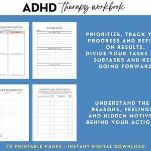 ADHD Worksheets, Executive Function Planner, ADHD Therapy Workbook ...