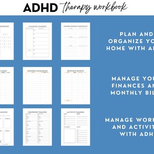 ADHD Worksheets, Executive Function Planner, ADHD Therapy Workbook ...