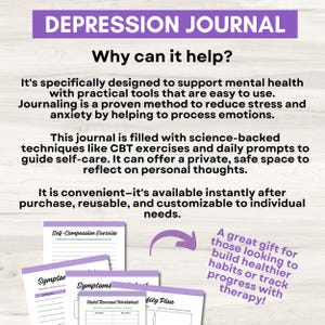 Depression Workbook, CBT Journal for Depression, Anxiety Management ...