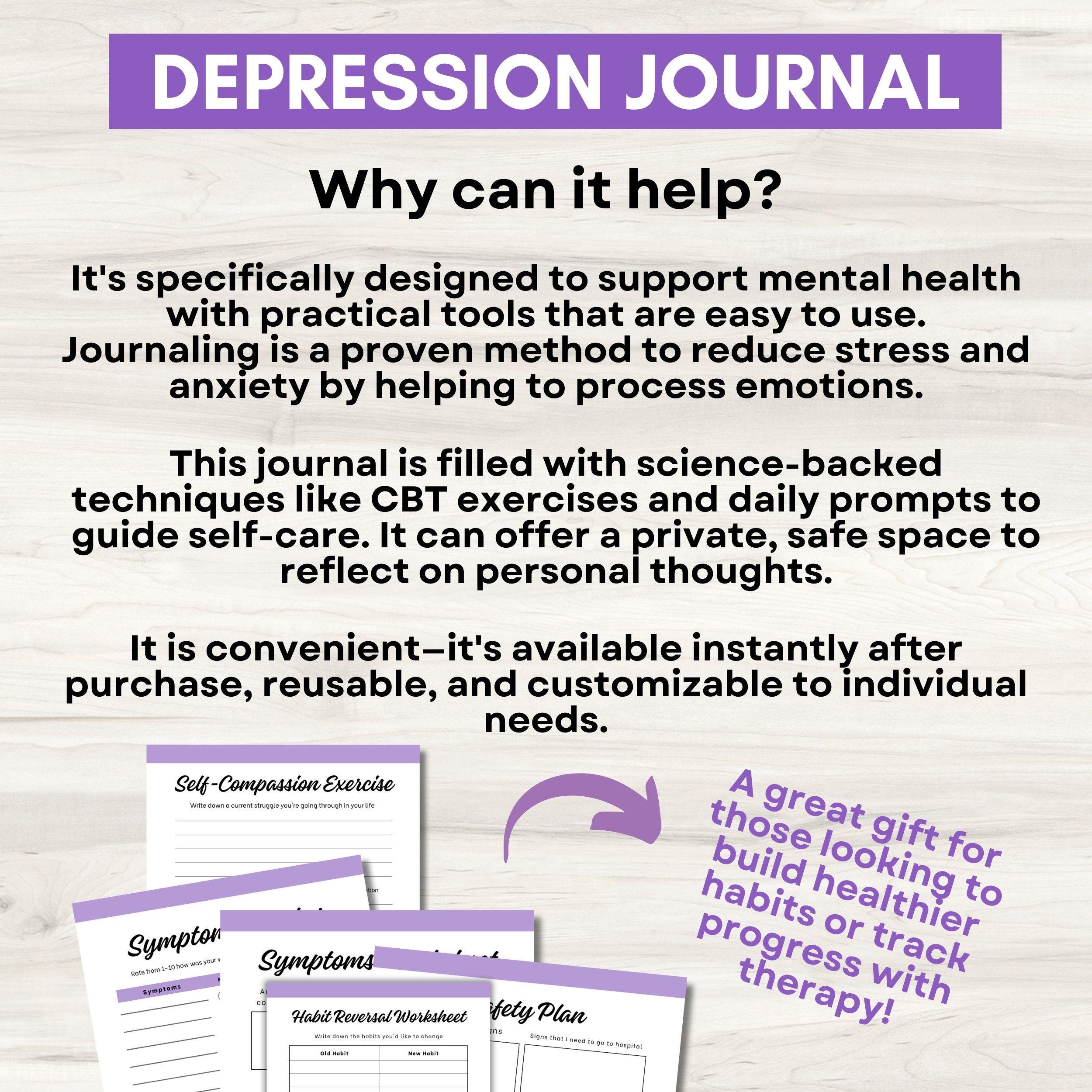 Depression Workbook, CBT Journal for Depression, Anxiety Management ...