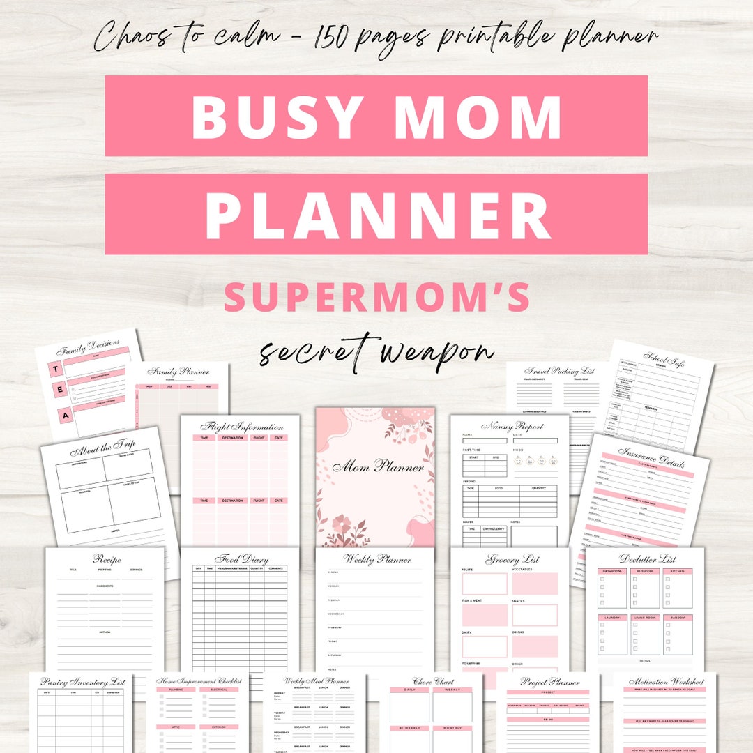 Busy Mom Planner, Household Binder, ADHD Mom Planner, Home Management ...