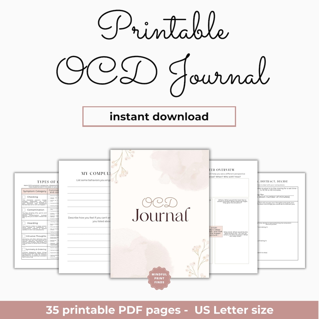 OCD Journal Printable, Exposure Therapy Worksheets, Obsessive ...