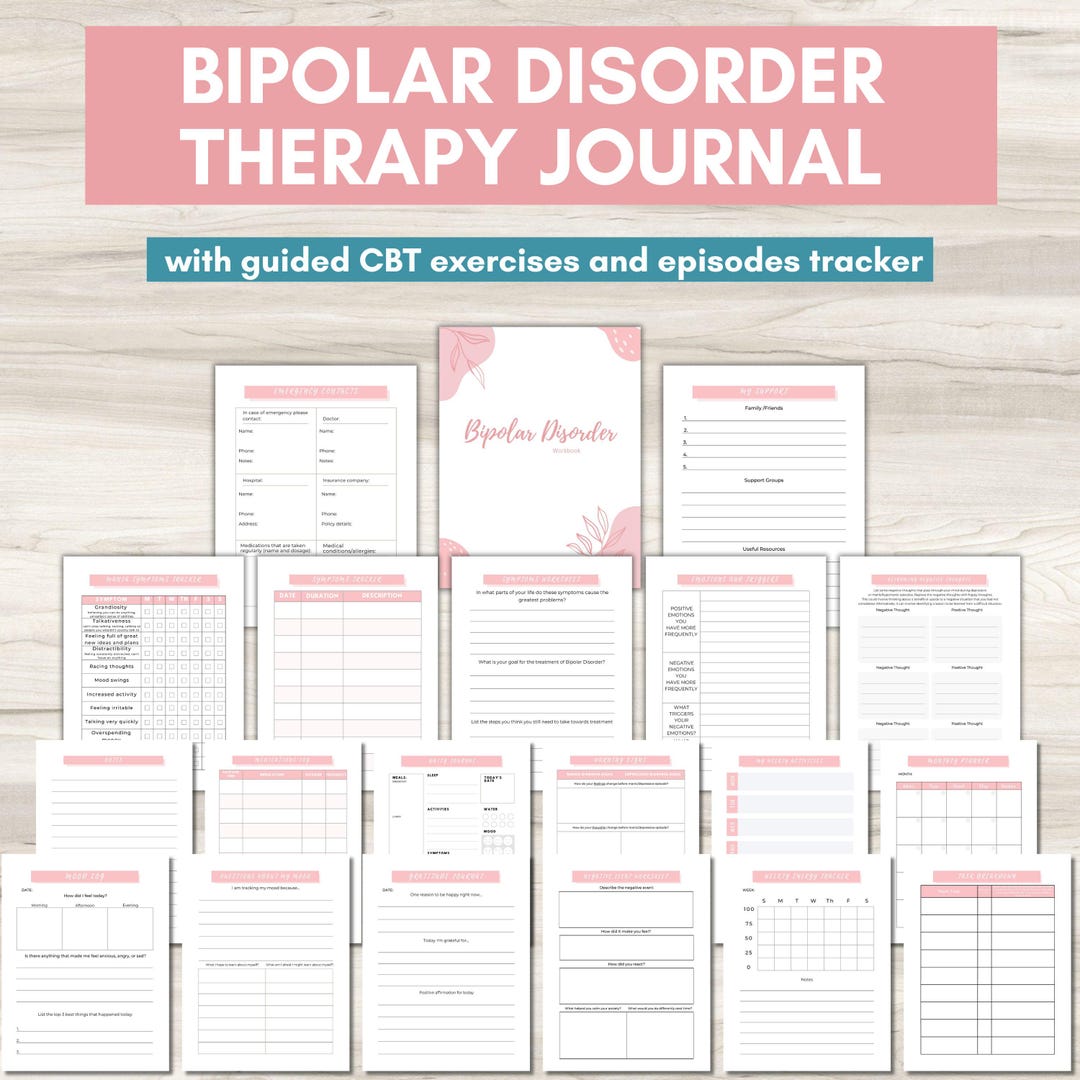 Bipolar Workbook, Bipolar Disorder Mood Tracker, BDP Journal Printable ...