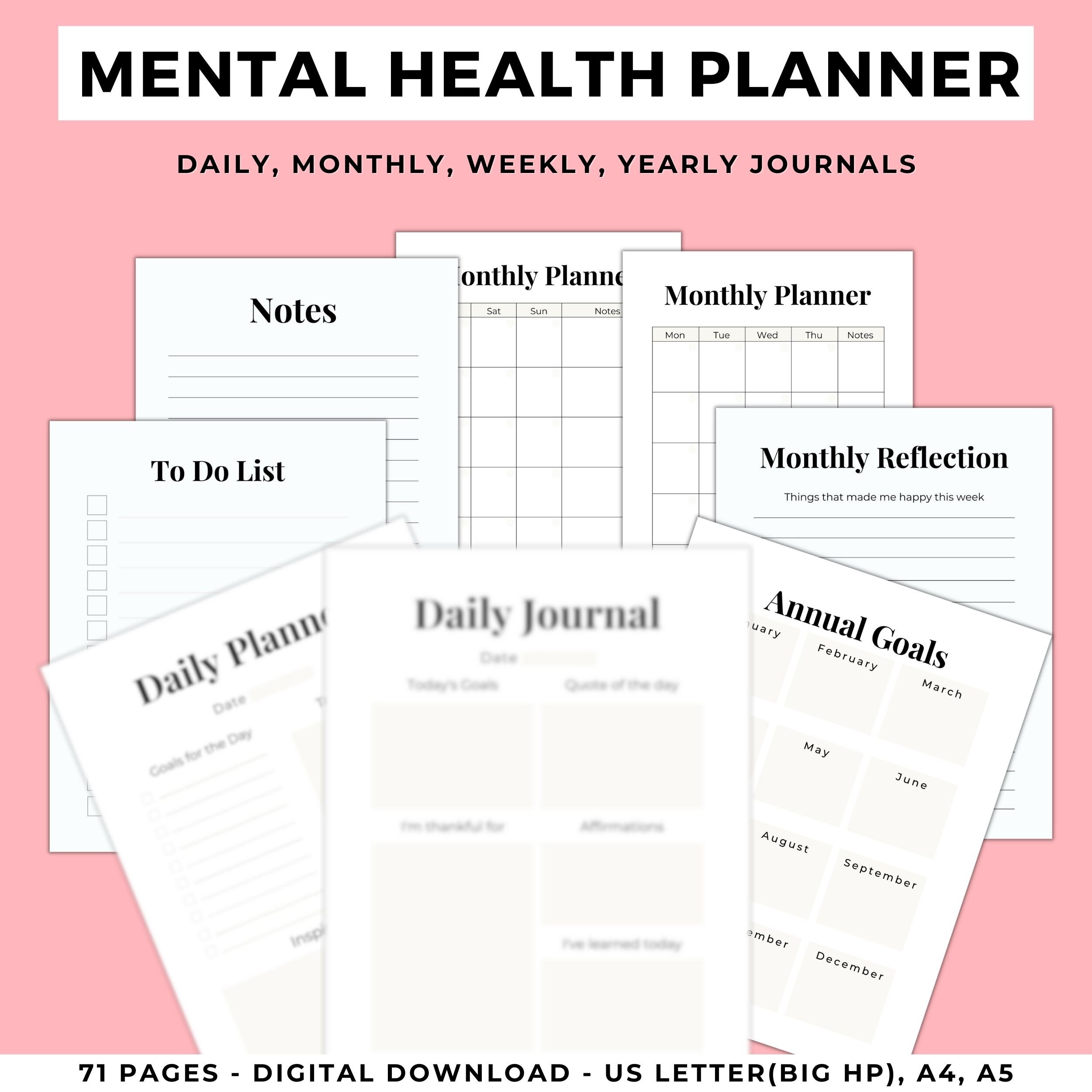 Mental Health Planner Printable, Digital Vision Board, Self-care ...