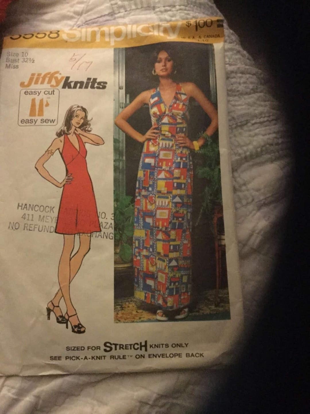 Vintage 1973 Simplicity Pattern Halter Dress/2 Lengths 5558 size 10 ...