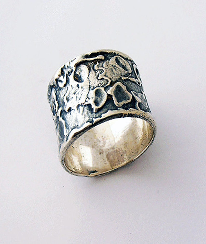 Sterling Silver Statement Ringsilver Band Ring Patterned - Etsy