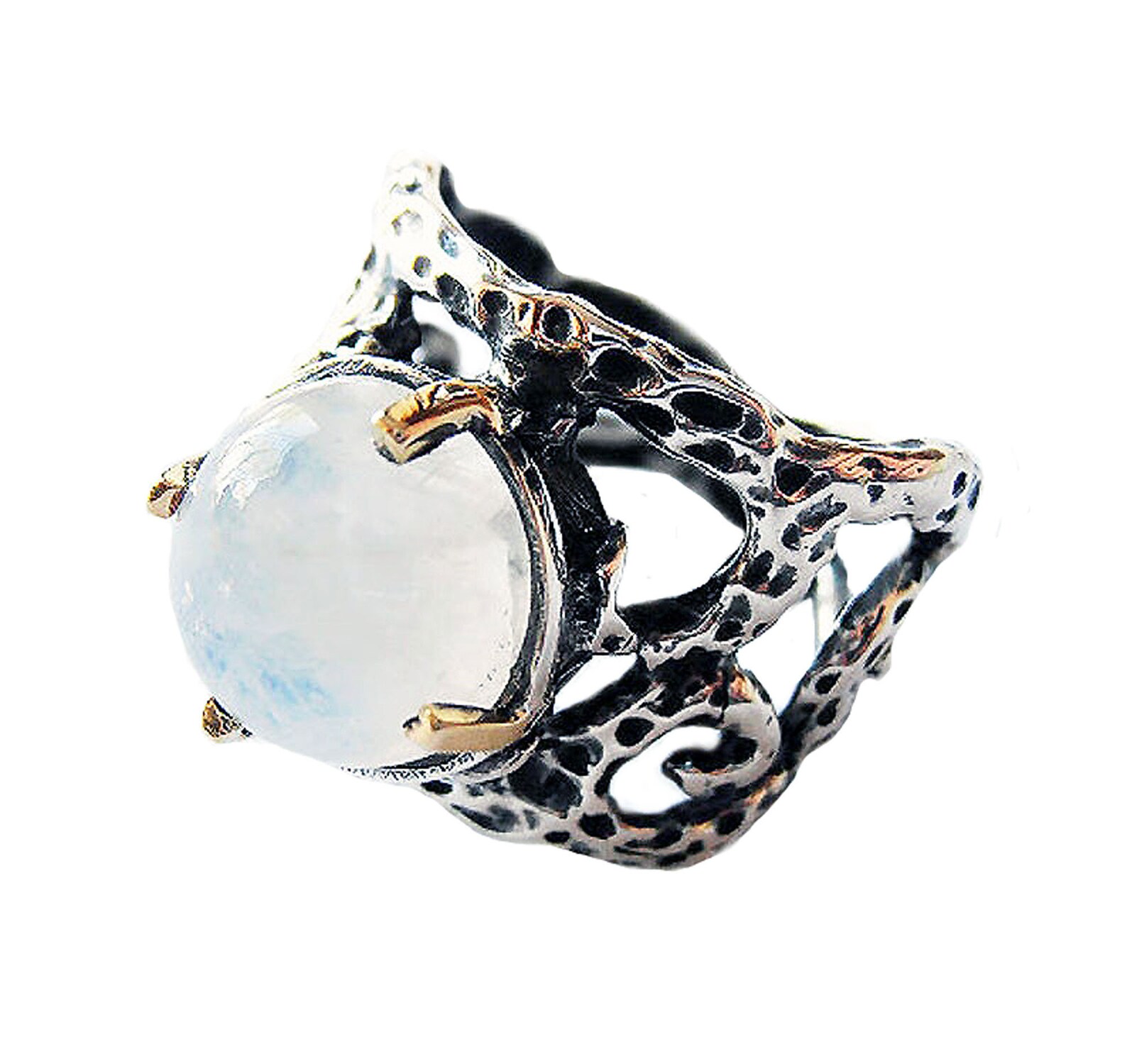 Silver Sterling Moonstone Ring Recycled Bronze Setting White - Etsy New ...
