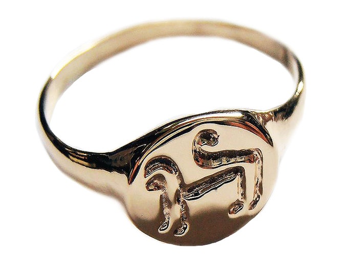 14K Gold Signet Ring, Ancient Jewish Lion Symbol - Etsy
