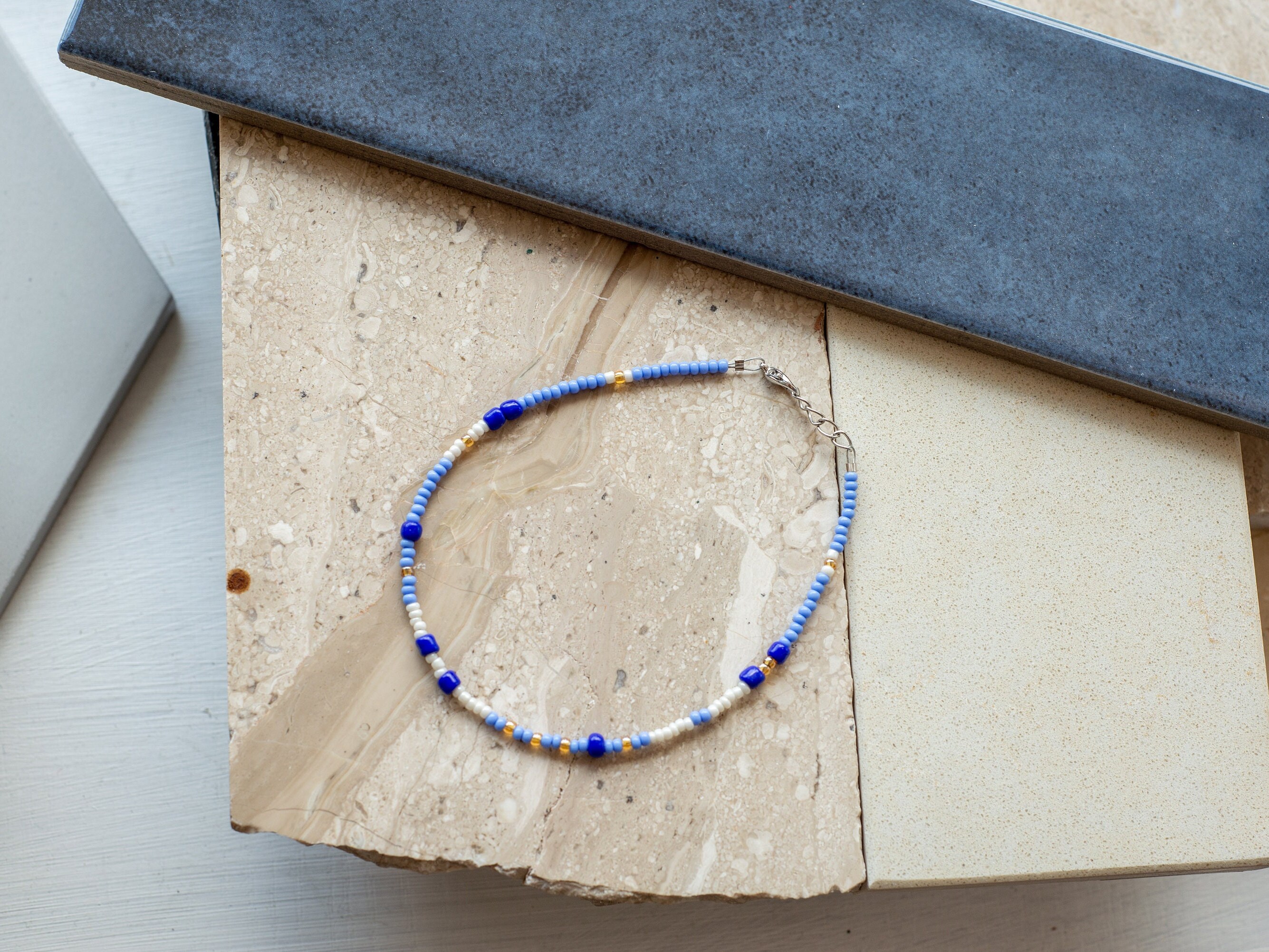 Blue Summer Sea Bead Anklet Summer Anklet Ankle Bracelet Beach Anklet ...