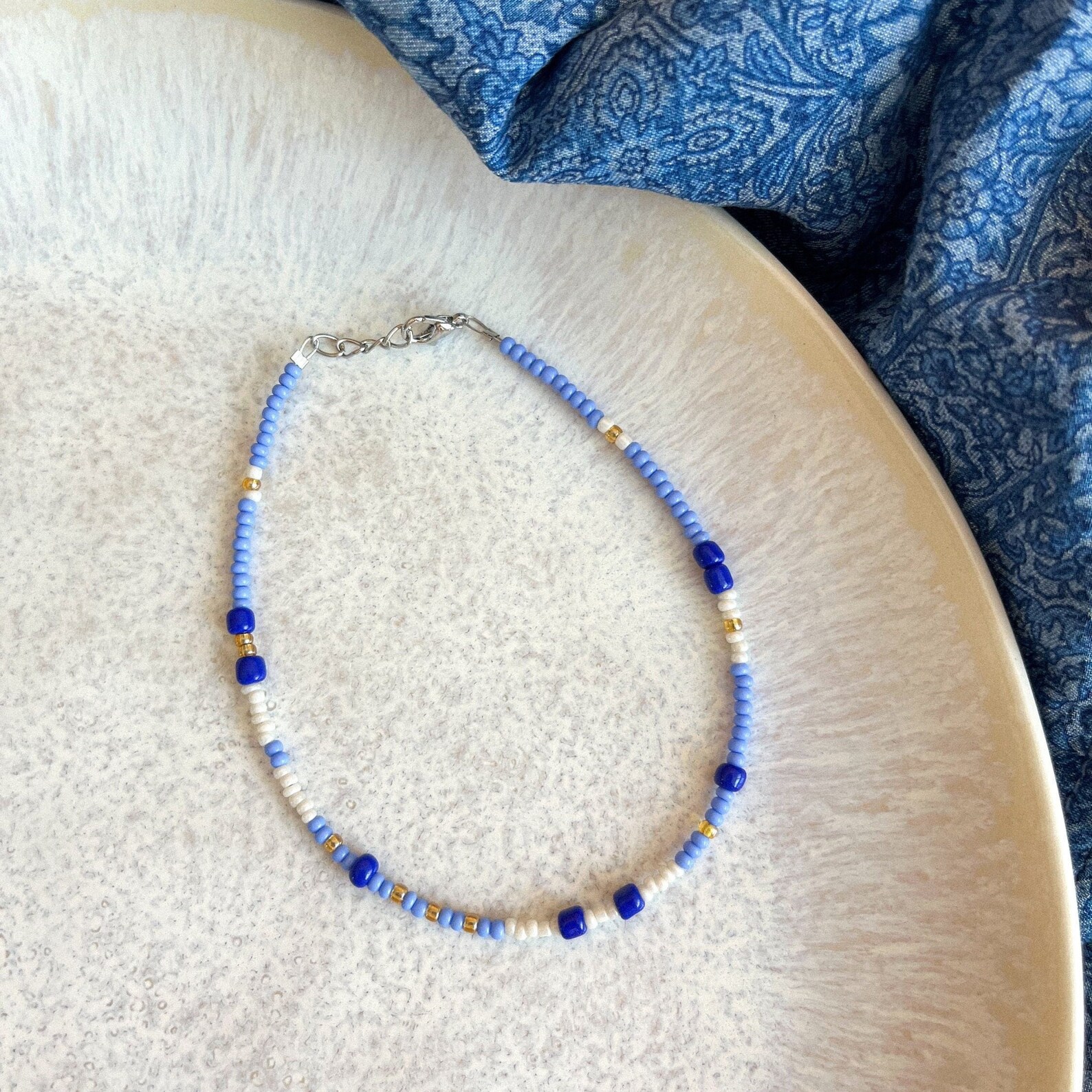 Blue Summer Sea Bead Anklet Summer Anklet Ankle Bracelet Beach Anklet ...