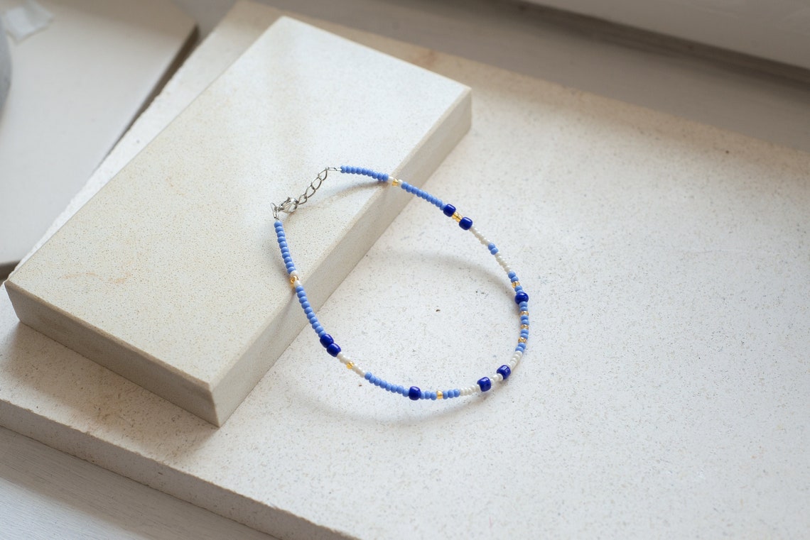 Blue Summer Sea Bead Anklet Summer Anklet Ankle Bracelet Beach Anklet ...
