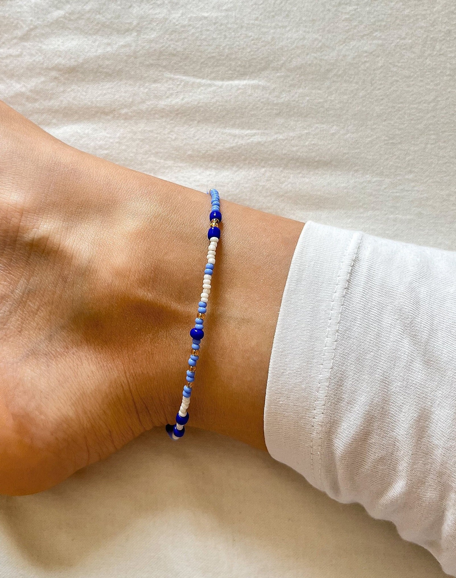 Blue Summer Sea Bead Anklet Summer Anklet Ankle Bracelet Beach Anklet ...