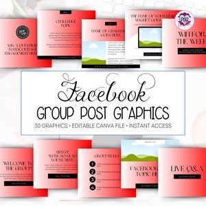 30 Red Facebook Group Post Graphics Canva Template for Bloggers ...