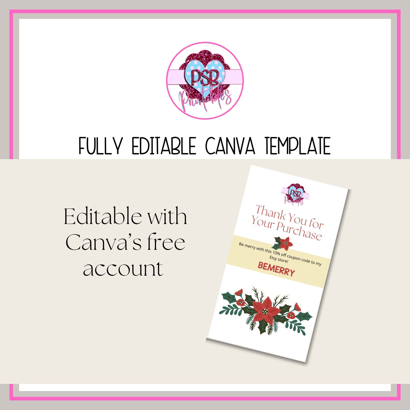 Electronic Thank You Cards With Customizable Text and Coupon Code Canva Template Editable ...