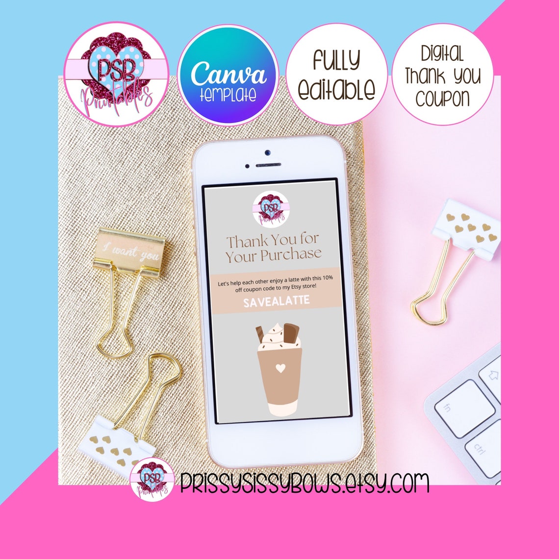 Electronic Thank You Cards With Customizable Text and Coupon - Etsy