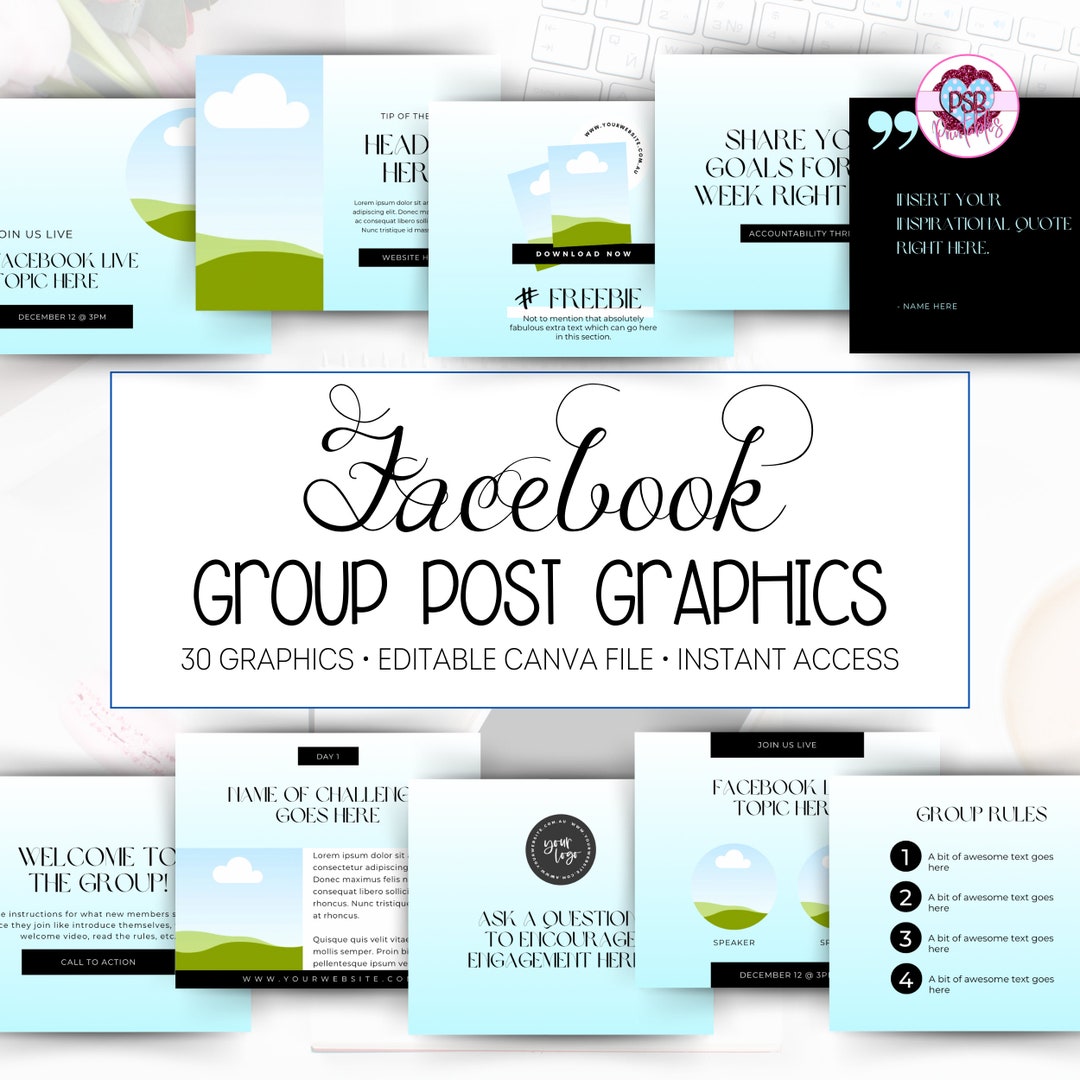 30 Teal Facebook Group Post Graphics Canva Template for Crafters ...