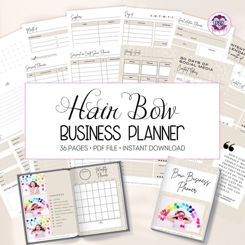 Gray Hair Bow Business Planner, Printable Pdf Planner for Selling Hair ...