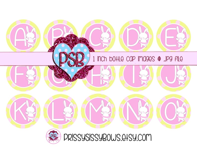 Easter Bunny 1 Inch Alphabet Bottle Cap Image or Craft Circle Supply ...