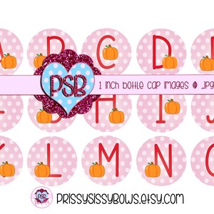 Autumn Pink Alphabet Bottle Cap Images BCI Fall Orange Hair Bow Centers ...