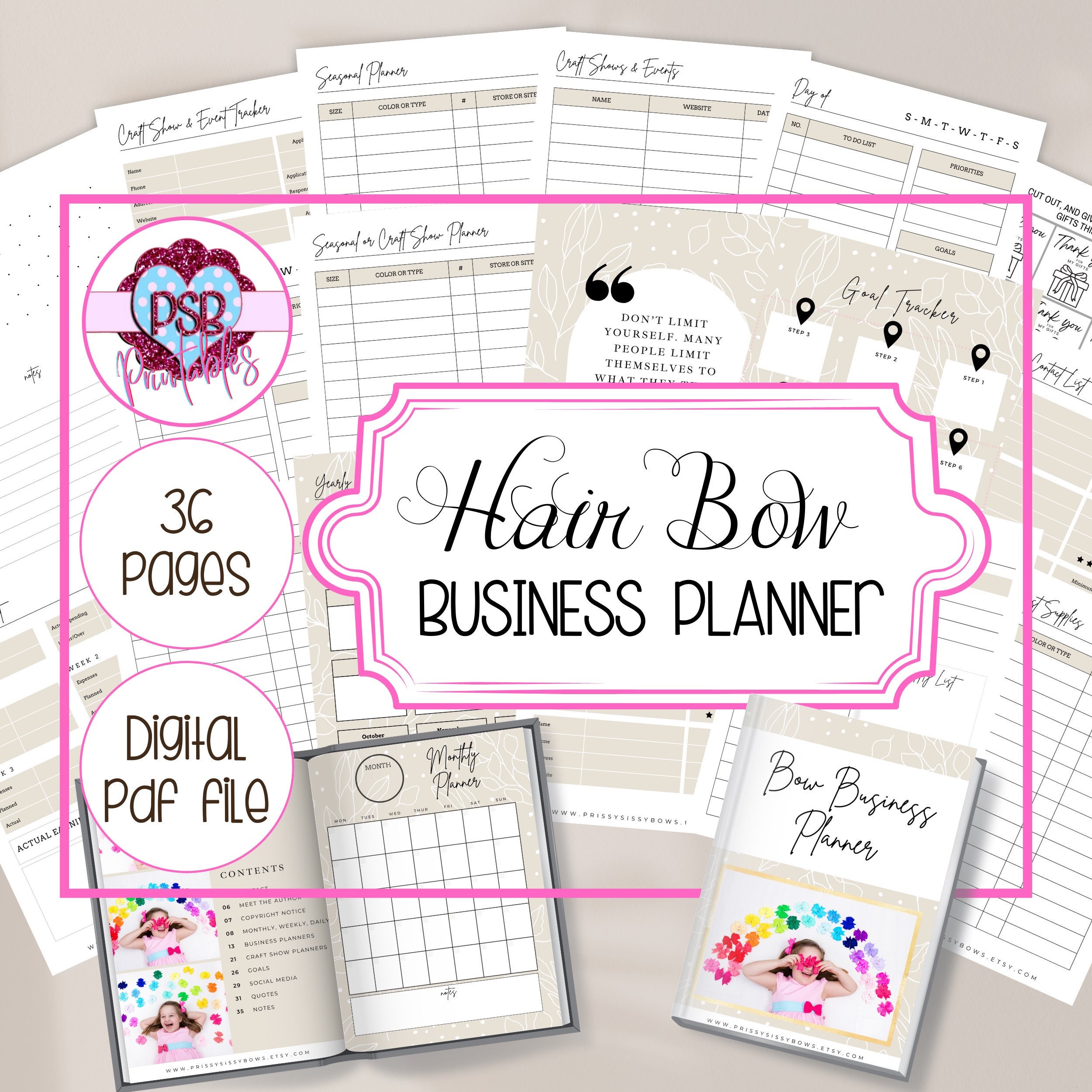 Gray Hair Bow Business Planner, Printable Pdf Planner for Selling Hair ...
