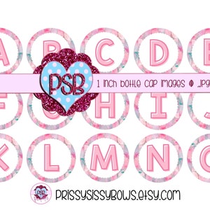 Pink Stained Glass Alphabet 1 Inch Bottle Cap Image Craft Circle Supply ...