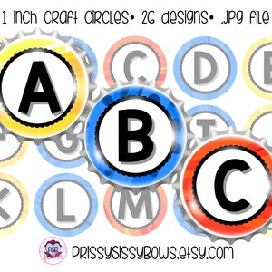 Comic Superhero Red, Blue, & Yellow Alphabet and Numbers 1 Inch Bottle ...