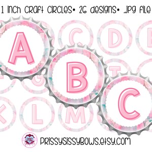 Pink Stained Glass Alphabet 1 Inch Bottle Cap Image Craft Circle Supply ...
