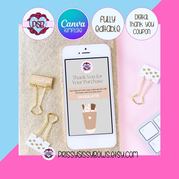 Electronic Thank You Cards With Customizable Text and Coupon - Etsy