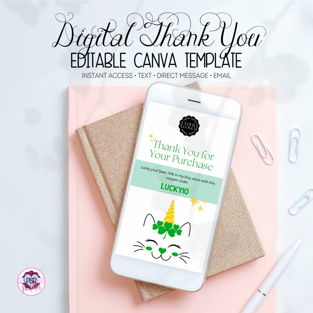 Electronic Thank You Cards With Customizable Text and Coupon - Etsy