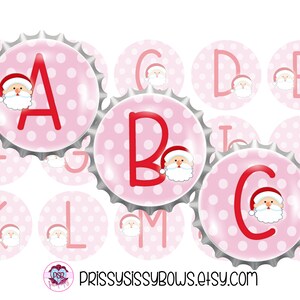 Christmas Pink Alphabet 1 Inch Bottle Cap Images - Digital Download - Etsy