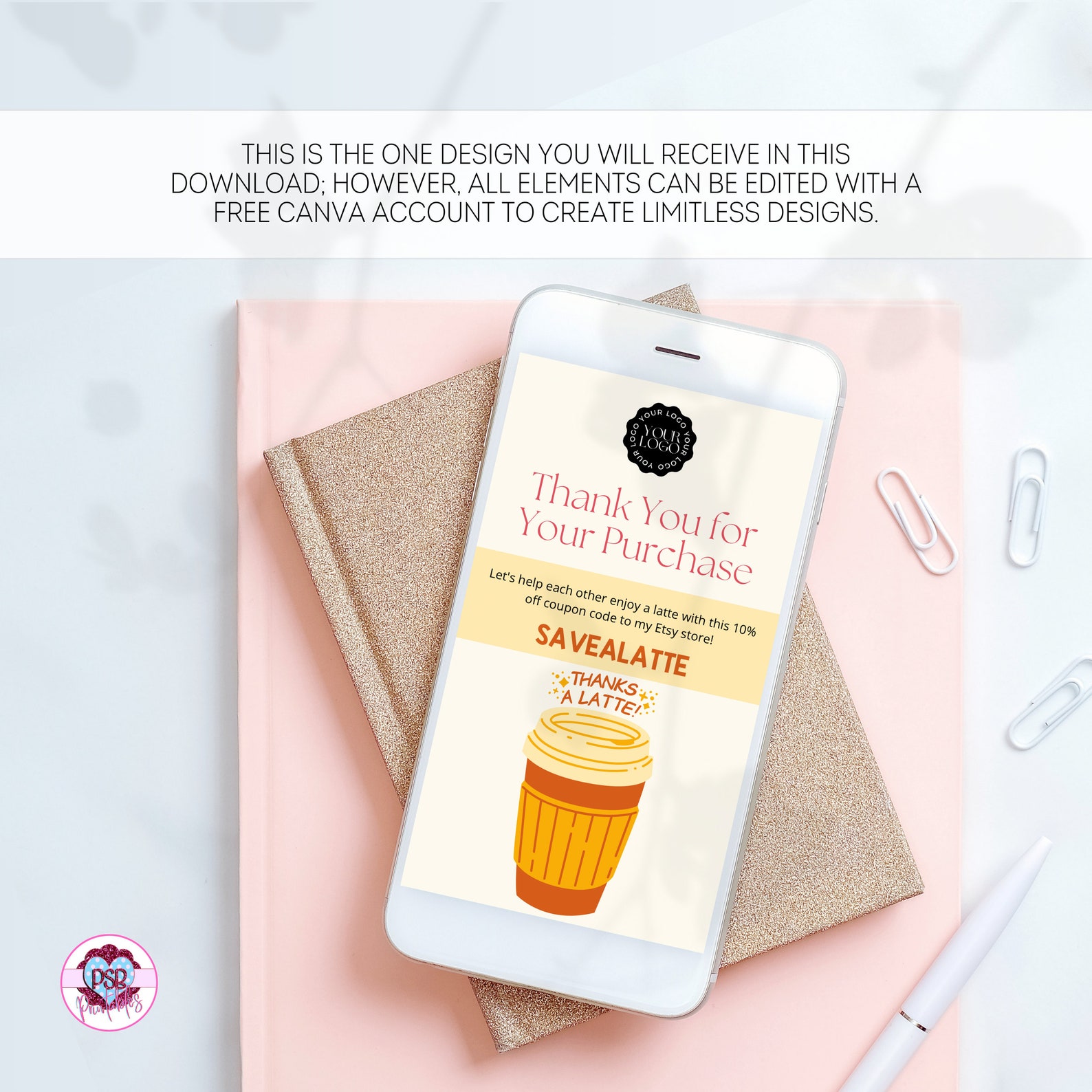 Electronic Thank You Cards With Customizable Text and Coupon Code Canva ...