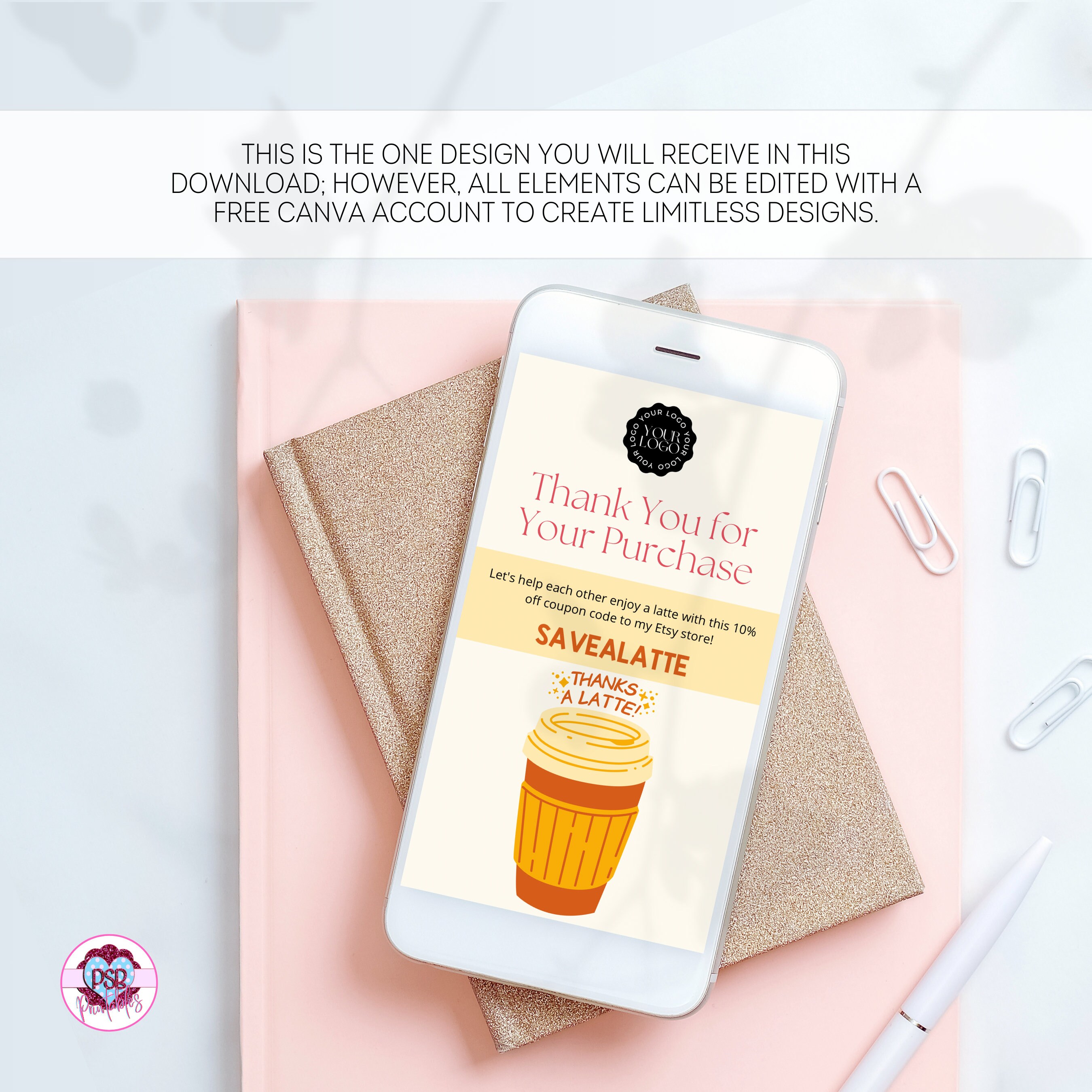 Electronic Thank You Cards With Customizable Text and Coupon - Etsy