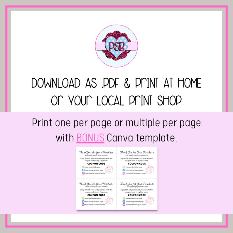 Thank You Cards With Customizable Text and Coupon Code Canva Template ...
