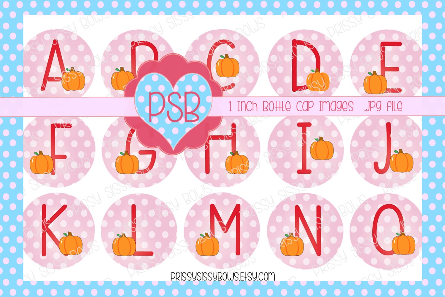 Autumn Pink Alphabet Bottle Cap Images BCI Fall Orange Hair Bow Centers ...