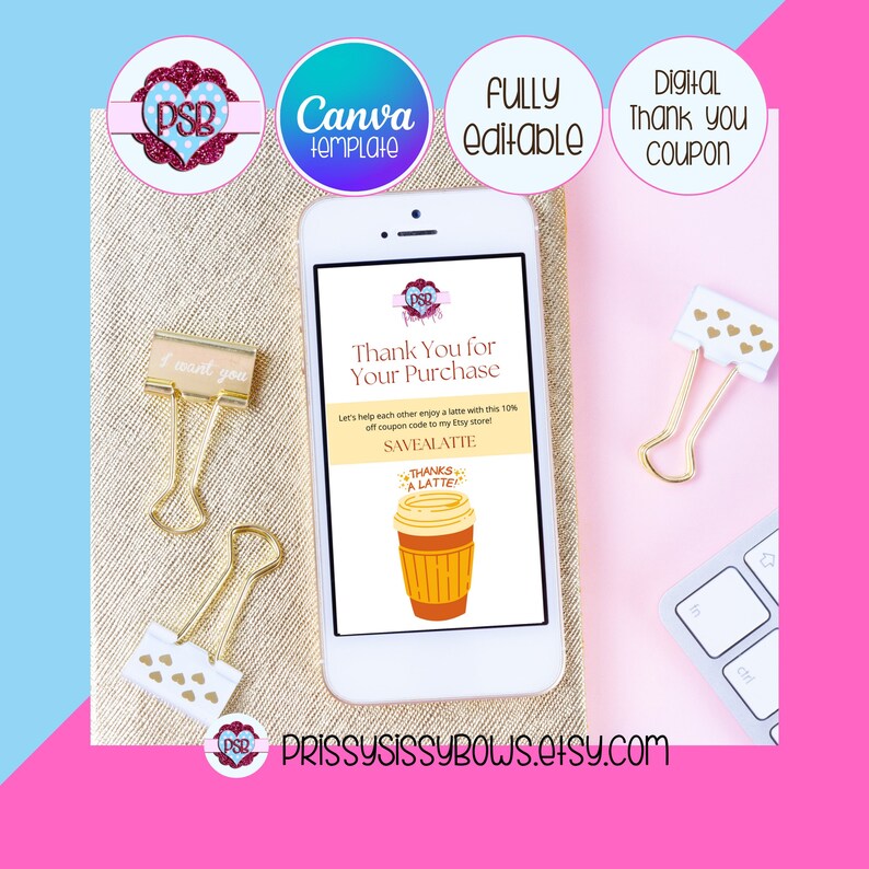 Electronic Thank You Cards With Customizable Text and Coupon - Etsy