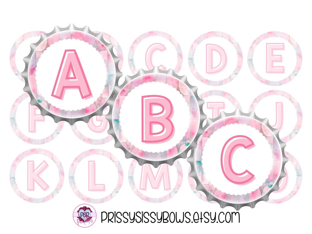 Pink Stained Glass Alphabet 1 Inch Bottle Cap Image Craft Circle Supply ...