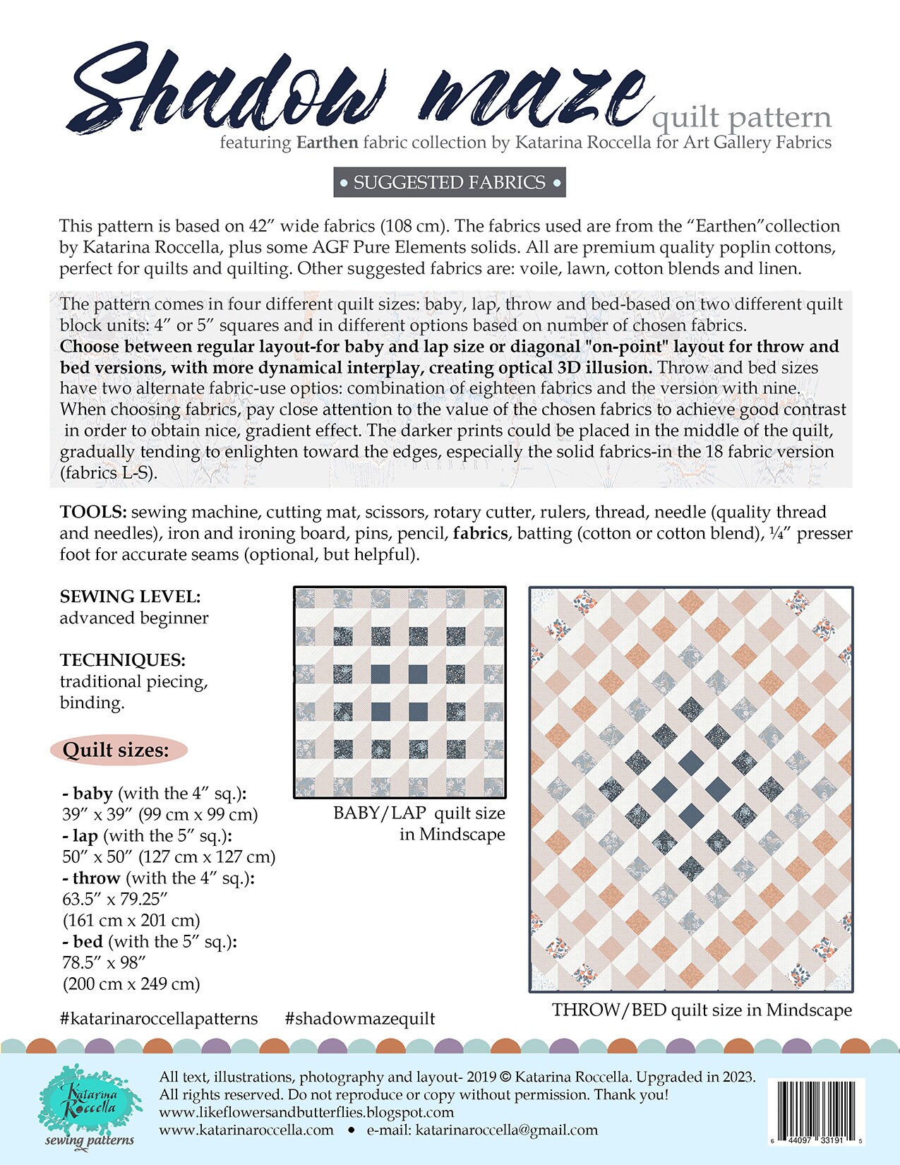 PDF Pattern Instant Download SHADOW MAZE Modern Quilt by - Etsy
