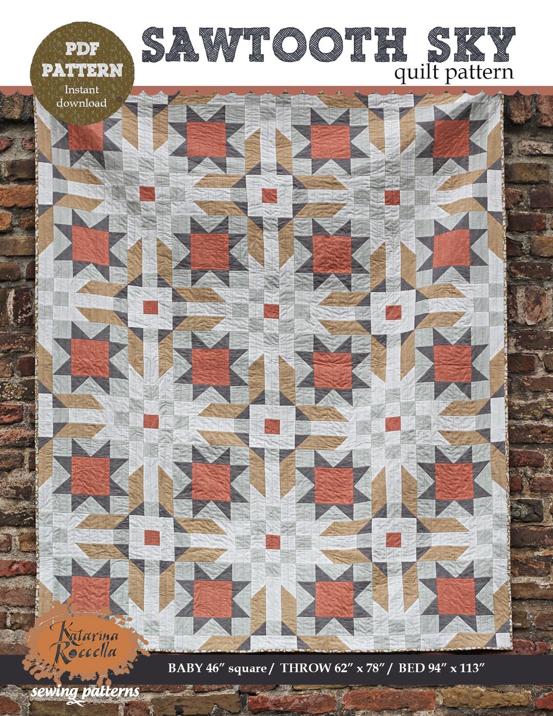 Sawtooth Sky Quilt Pattern: Modern Traditional Design (PDF Download ...