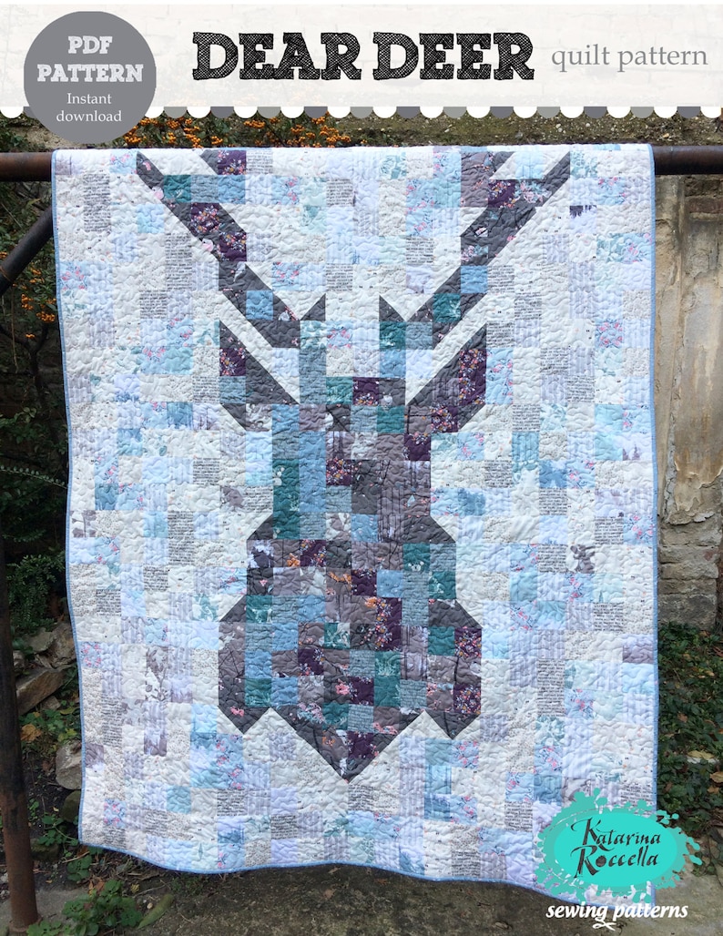 PDF Pattern Instant Download DEAR DEER Modern Quilt by Katarina ...