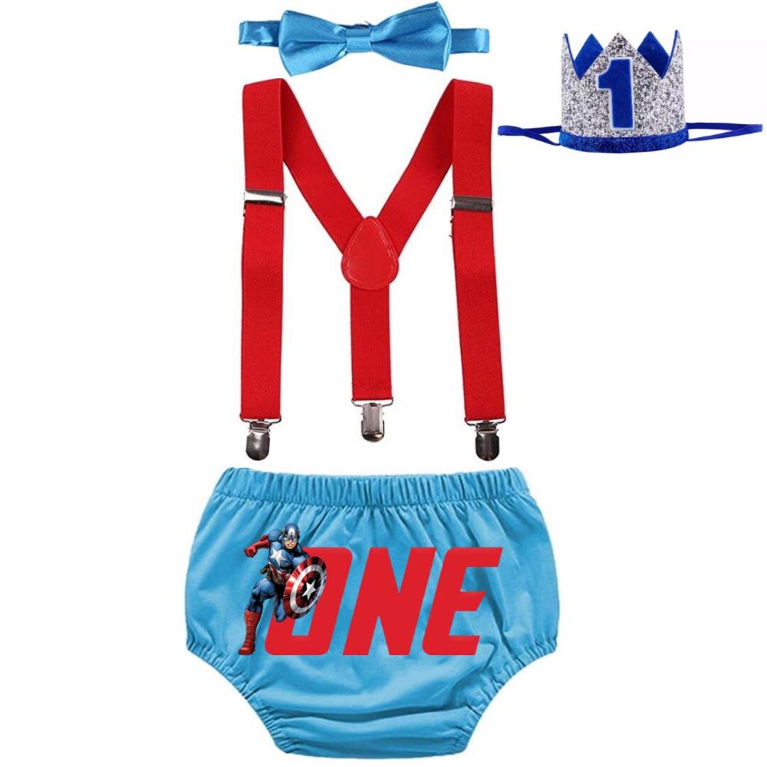 Superhero 1st Birthday Outfit Baby Boy Captain America One Cake Smash ...