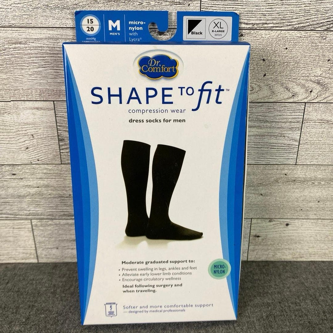 Dr. Comfort Shape to Fit Men’s Black Compression Dress Socks XL NWT - Etsy