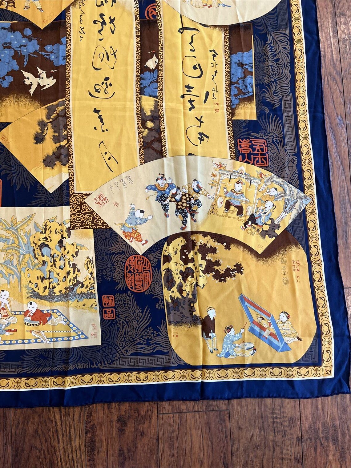 NEW Asilk Women’s Traditional Japanese SILK Scarf 42” Square Yellow ...