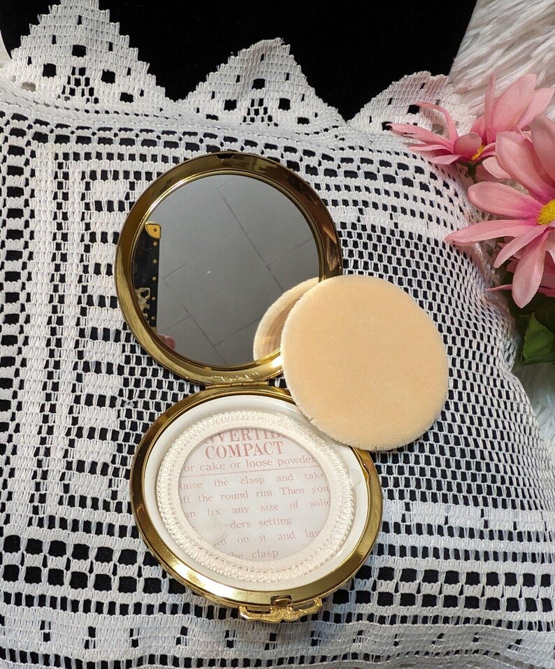 Vintage Pink Lady Powder Compact Mirror and Powder Puff - Etsy