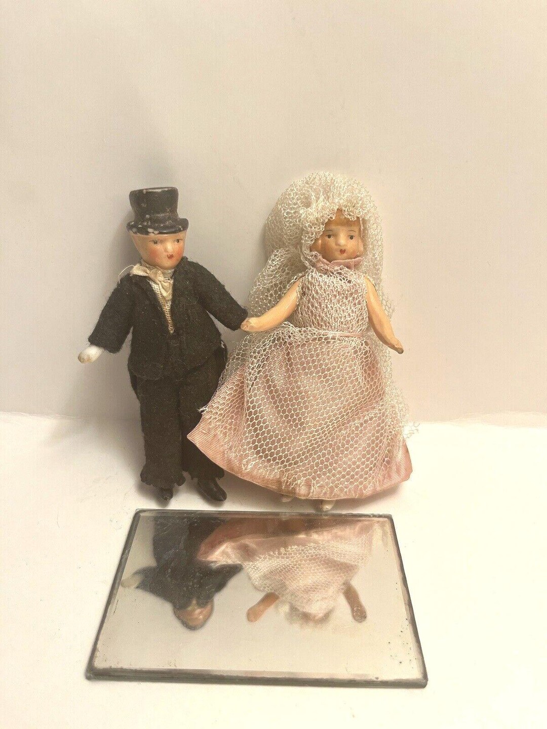 Vintage Miniature Bride and Groom Dolls Moveable Joints Pose Arms ...