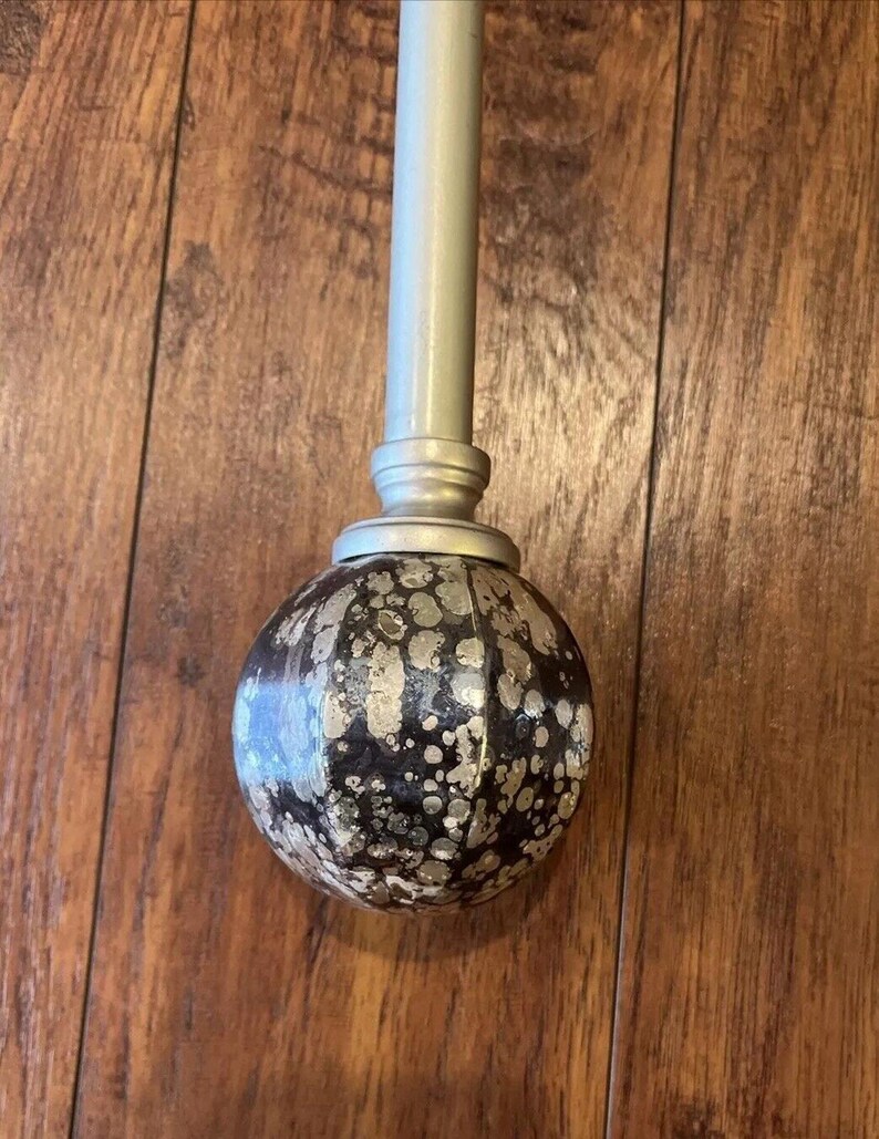 Pewter Curtain Rod W/ Decorative Round Rustic Metal Rod Ends 51-92” - Etsy