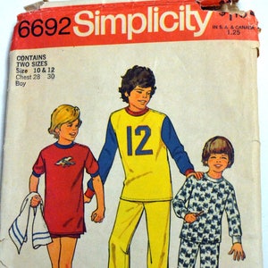 Boys Pajamas Sewing Pattern Simplicity 6692 Boys' Pajamas Size 10 & 12 ...