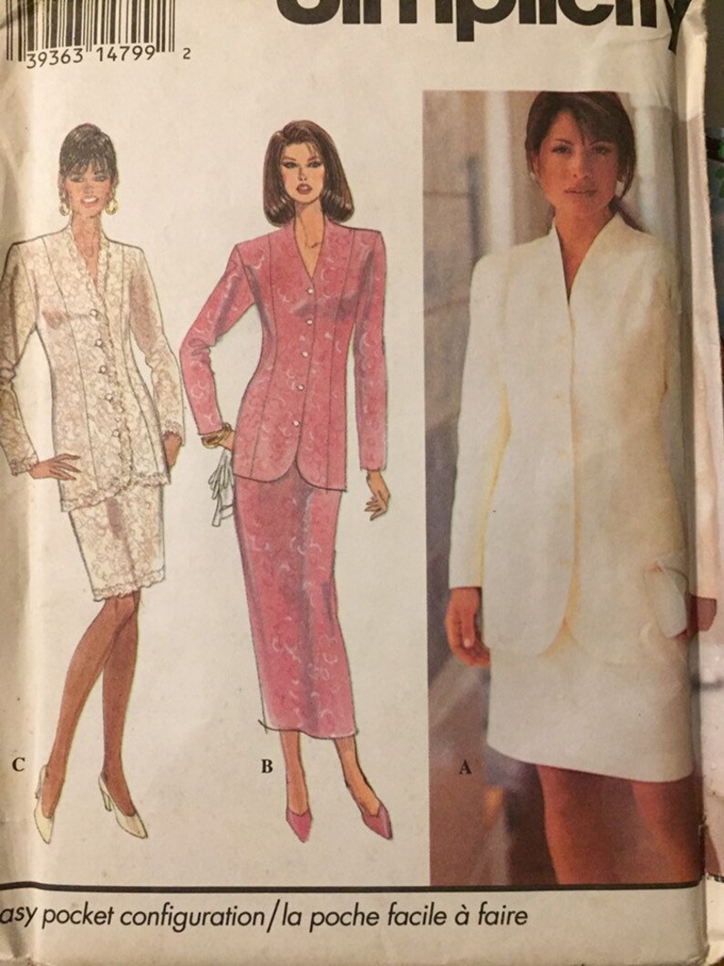 Misses Skirt and Jacket Sewing Pattern Simplicity 8732 Misses' Size 18 ...