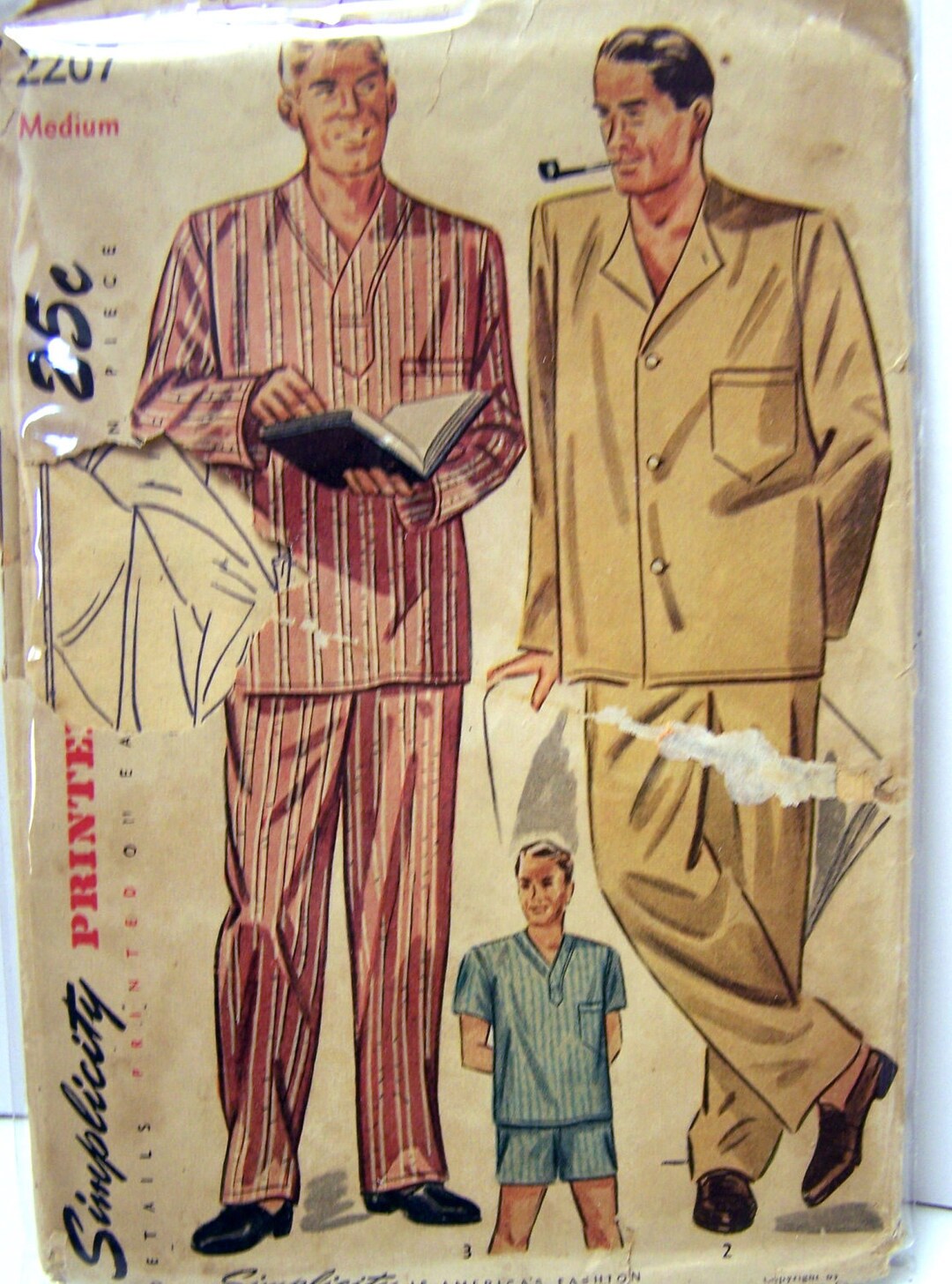 Men's Pajamas Vintage Sewing Pattern Simplicity 2207 Size Medium Chest ...